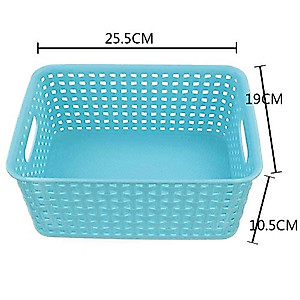 EudokkyNA Small Colored Storage Basket, Plastic Weave Basket Set of 6