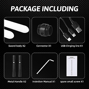 Oomyeh 2Pack FX Dueling Lightsaber Battle Sounds Metal Hilt Update 20 Colors Changeable 4 Modes 2 in 1 Light Sabers Perfect Christmas Halloween Present for Kids