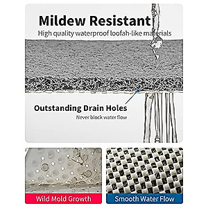 Non Slip Shower Mat, Comfortable Bath mat for Textured Surface,Quick Drying Easy Cleaning Shower Floor Mat for Wet Area,Without Suction Cups Grey 24 x 24