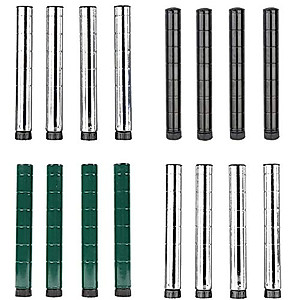 Regal Altair Set of 4 Wire Shelving Posts | Customize Poles Height: 8", 14", 27", 34", 54", 64", 74", 86", 96" and Material: Chrome, Black Epoxy, Green Epoxy, Stainless Steel