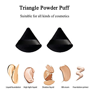 2 Pieces Powder Puff, Velour Triangle Powder Puffs for Face Powder Eyes Contouring, Soft Makeup Puff for Mixed Powder Flawless Loose Powder Cosmetic Foundation Makeup Tool(Black)