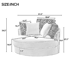 TARTOP Accent Barrel 5 Movable Pillow 360 Degree Swivel Round Sofa Chair for Living Room,Bedroom, Hotel,Beige