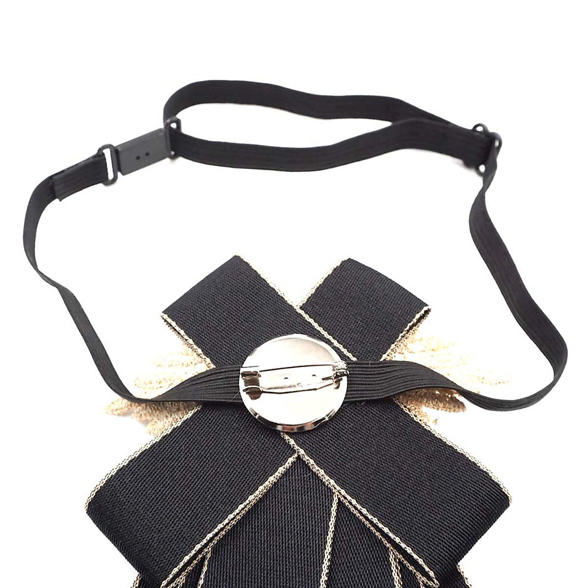 Topz Diamond Black Bow Ties For Men Wedding Party Collar Bowtie Brooch Fashion Handmade Jabot Collar Brooch Pins Fashion Pretied Neck Tie Bow Tie Adjustable Belt With Clip Cravat (SR110)