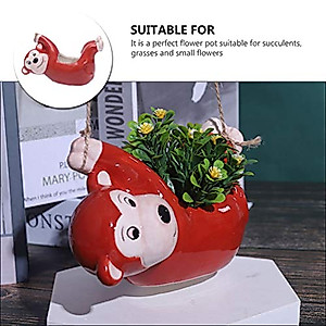 Hemoton Outdoor Pots 1pc Monkey Ceramic Flowerpot Succulent Office Pot Holder Animal Plant Porcelain Succulent Pots Pottery Table Succulent Planter Bonsai Landscape Ceramics Succulents