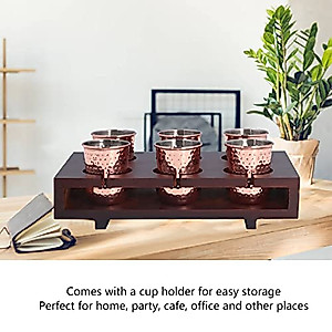 VTOSEN 6pcs Moscow Cocktail Cup, Useful Copper Plated Mule Mug, Stainless Steel Cocktail Mug Set with Storage Holder, for Home Party (100ml)