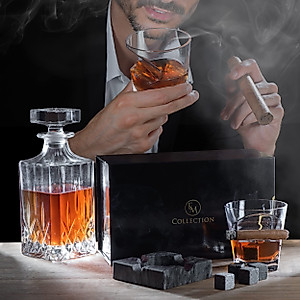 EMCOLLECTION Birthday Gifts Whiskey Glass with Side Mounted Holder 12oz Old-Fashioned Bundle