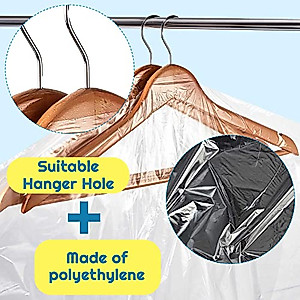 80 Pieces 72 Inch Clear Plastic Garment Bags for Hanging Clothes Dry Cleaner Bags Bulk for Long Dress Dry Cleaning Bags Dust Clothing Cover for Travel Launderette Alterations Shop Gowns