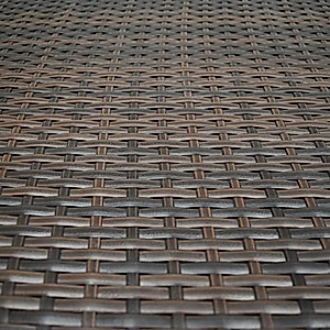 Oakland Living 52 BN Brown Indoor and Outdoor Foldable Wicker Metal Frame and Adjustable Clamps Balcony Table