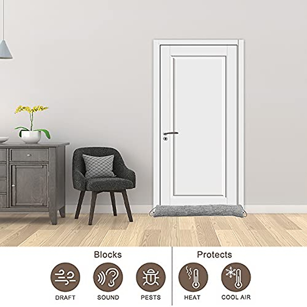 Heavy Duty 36” Weighted Door Draft Stopper - Energy Saving Door Guard, Under Door Noise and Air Blocker for a Cool Summer and Warm Winter - Door Noise Blocker