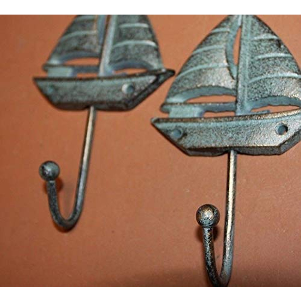 Sailboat Coat Hooks, Bronze Look Cast Iron Wall Mounted, Set of 2 BL-73