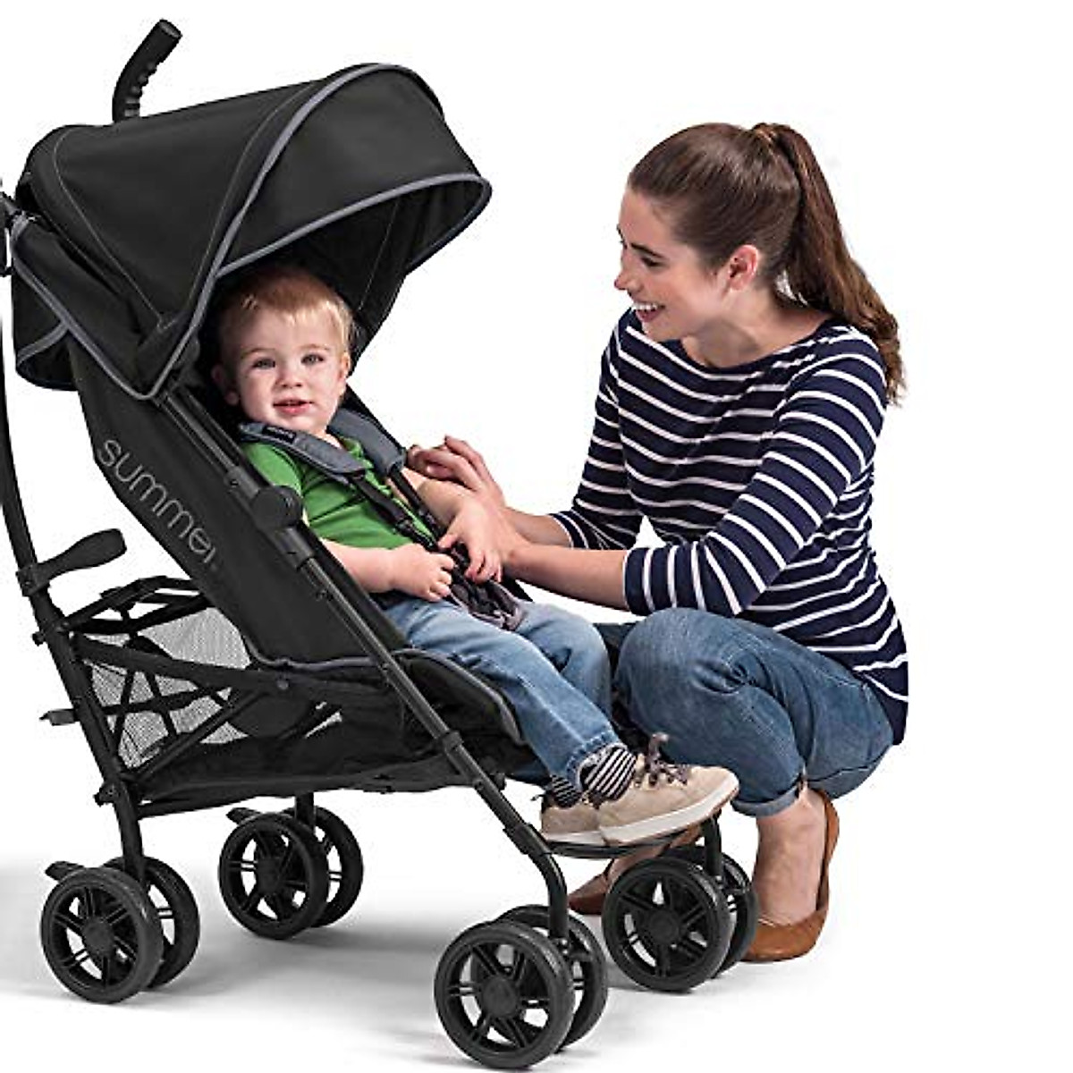 Summer 3Dlite+ Convenience Stroller, Matte Black – Lightweight Umbrella Stroller with Oversized Canopy, Extra-Large Storage and Compact Fold