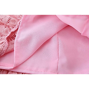 LittleSpring Girls Dresses for Baby Elegent Lace Floral Flare Sleeve Blue Party Wedding Dress for Kids 18 Months