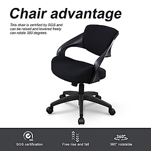 BOJUZIJA Ergonomic Office Computer Desk Chair,Lumbar Support 360°Swivel Task Chair-Black