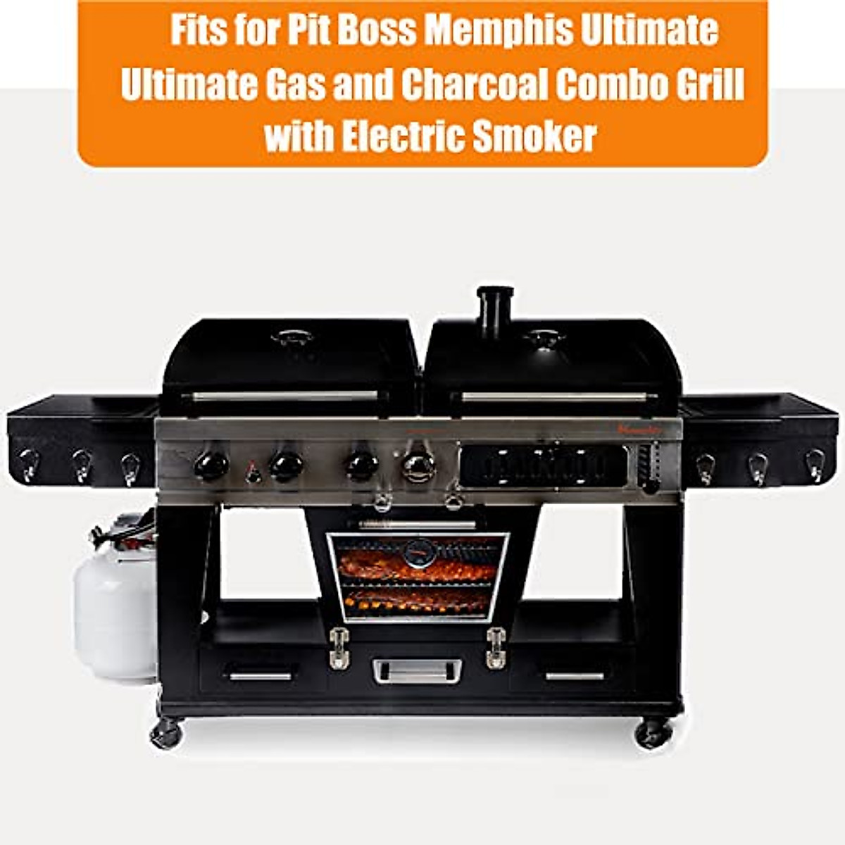 Hisencn Grill Replacement Parts for Pit Boss Memphis Ultimate 4-in-1 Gas & Charcoal Combo Grill, Porcelain Steel Heat Tents, Stainless Steel Burners for Pit Boss Smoker and Charcoal Grills,3-Pack