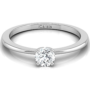 iCarats 14K Gold Diamond Solitaire Ring Wedding Engagement Ring Band For Women Jewelry - White Gold - 0.30 Ct - Size 7