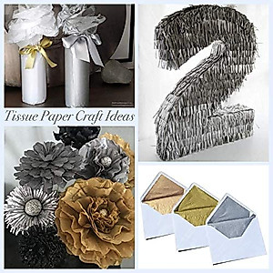 UNIQOOO 100 Sheets Metallic Silver Foil Gift Tissue Paper Bulk, 20X14 Inch, Art Wrapping Paper for Gift Bag Box Packing, Wedding Birthday Party Favor, Pom Pom Piñata Tassel