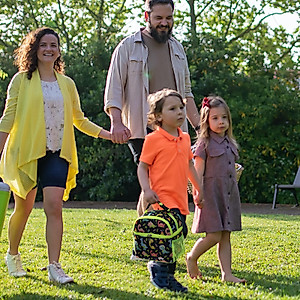 MIER Kids Lunch Bag for Boys Girls Insulated Toddlers Lunch Box Bags Kid Lunch Cooler Tote for School Picnic Travel Outdoor, Dual Compartments, Green/Black-Dinosaur