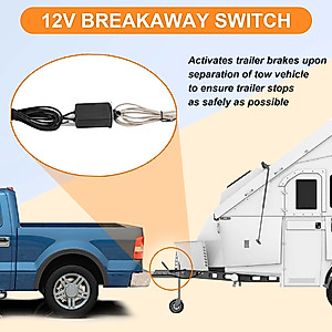 CircleRoad 7 Way Trailer Cord 8 Feet with 7 Gang Junction Box Kit, 7 Way Trailer Wiring Harness Kit and Trailer Breakaway Kit, 12V Emergency Breakaway Switch and Plug Holder, Waterproof, Dustproof