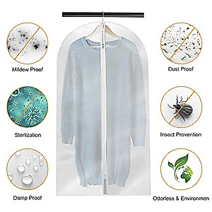 HOOMIL Garment Bags for Clothes, Lightweight Clear White Covers Breathable Protector Bags With Zip PEVA Translucent Dress Cover, 8 Pcs