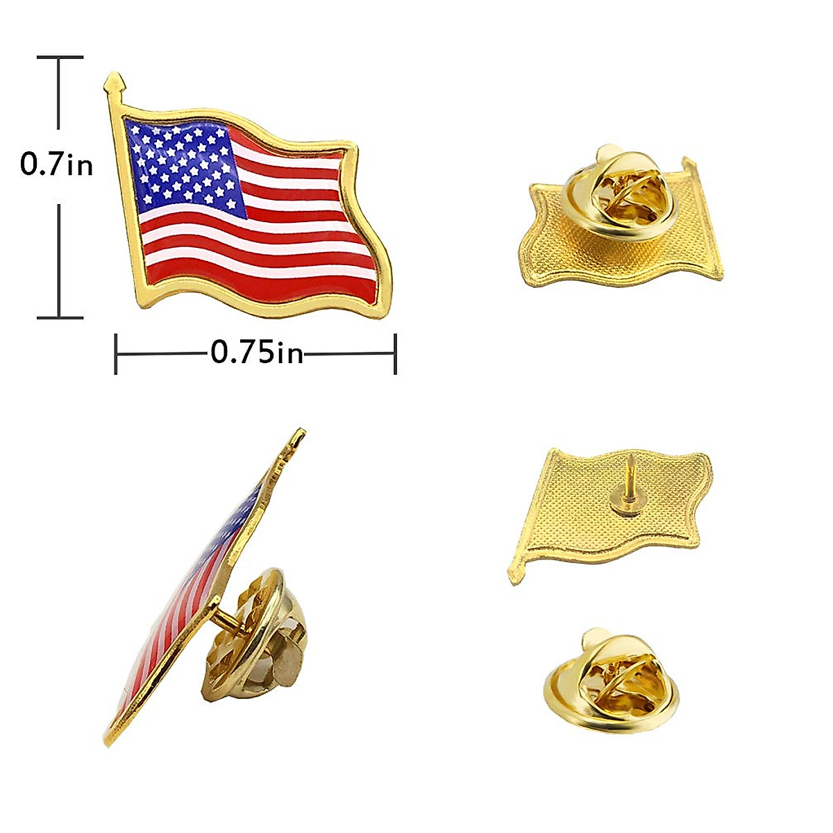50 PCS American Flag Lapel Pins -50 USA Waving Flag Pins United States US Badge Pins brooch for patriotic display -50 pack