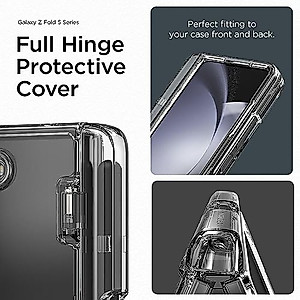 VRS DESIGN Phone Case for Galaxy Z Fold 5 5G Phone Case (2023)[Simpli Fit Crystal S], Premium Modern Slim Style Spring-Loaded Hinge Cover w/S Pen Compartment & Tempered Glass Screen Protector(Clear)