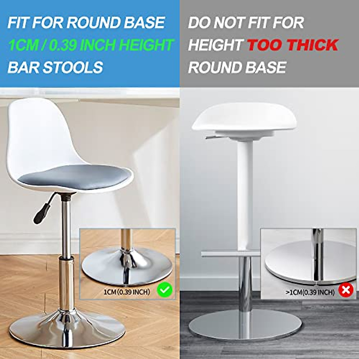 4 Pack Bar Stool Floor Protectors, Barstool Base Ring Silicone Cover Pad Fit for 16"-18" Round Base, Chair Leg Floor Protectors for Hardwood Floors & All Hard Surfaces, Non-Slip, Anti-Scratch, Grey
