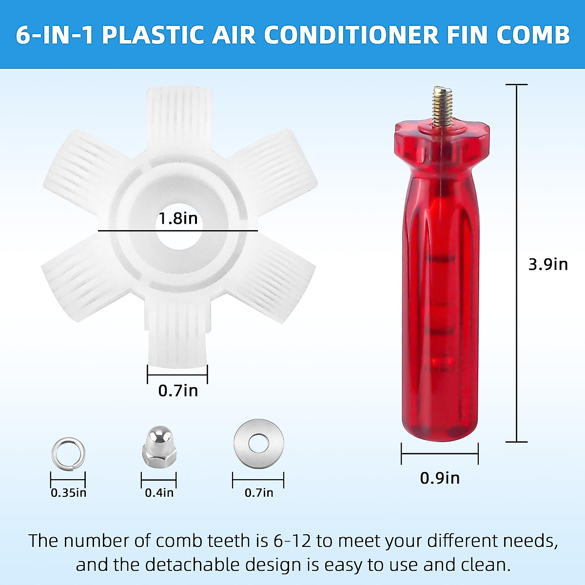 AMI PARTS 5 PCS Air Conditioner Fin Cleaner Set Include 3 Different Air Conditioner Condenser Fin Comb and 2 Different Condenser Fin Comb Brush