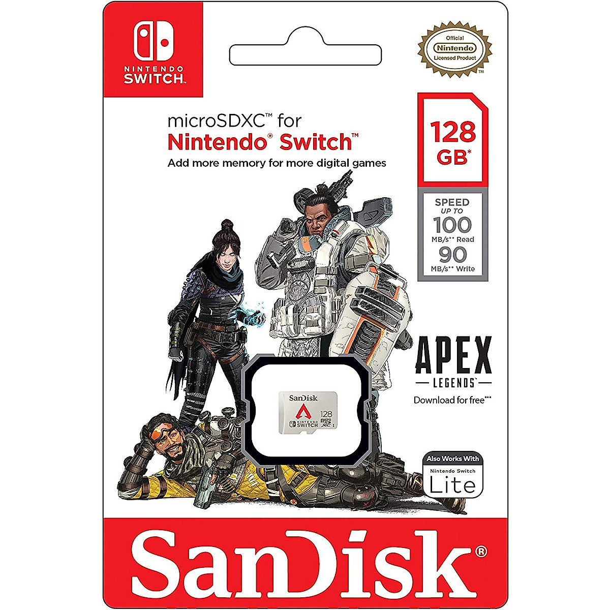 SanDisk 128GB MicroSD Nintendo Switch SD Card 2 Pack Apex Legends Edition Memory Card for Switch & Switch Lite (SDSQXAO-128G-GN6ZY) Bundle with (1) Micro SDXC Card Reader