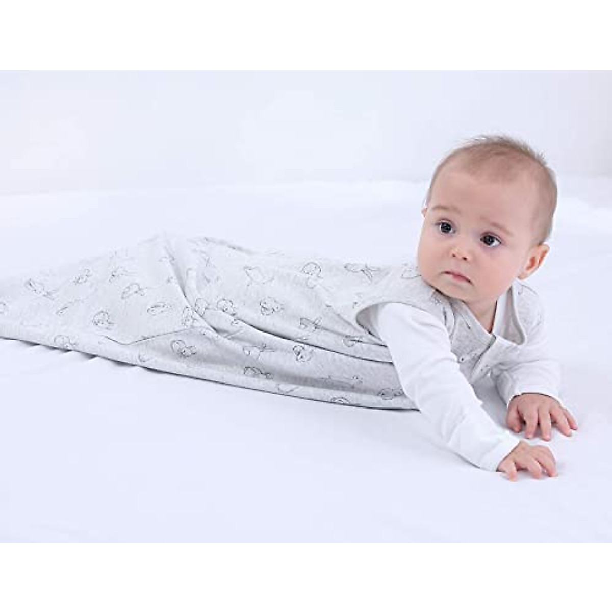 Owlivia Baby Sleep Sack Organic Cotton Sleeping Bag with 2-Way Zipper,100% Organic Cotton Wearable Blanket,Unisex Sleep Sack(Gray Rabbit, 18-24 Months)
