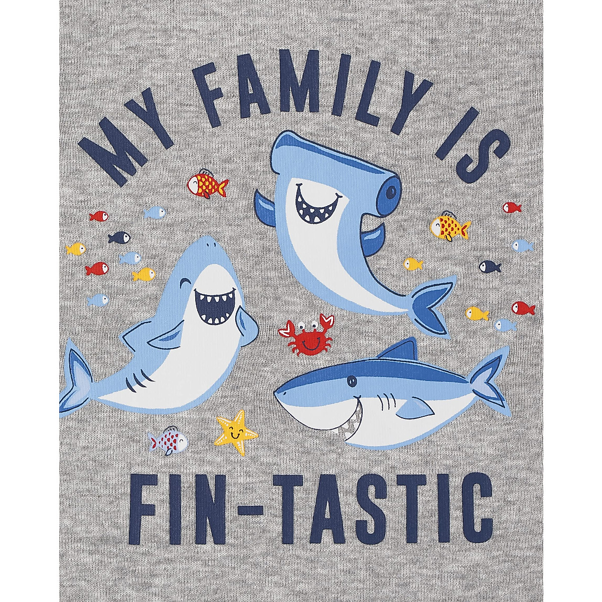 The Children's Place Baby-boy and Toddler Snug Fit 100% Cotton Sleeve Top and Shorts 4 Piece Pajama Set, Jawsome Sharks, 5T