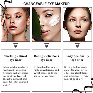 Pinkiou Eyeliner Pen with Eye Makeup Stamp Waterproof Double Sided Long Lasting Seal Eyeliner (6 in 1)