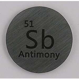 Antimony (Sb) 24.26mm Metal Disc 99.9% Pure for Collection or Experiments