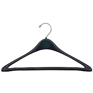 NAHANCO H19RH 19" Concave Plastic Suit Hanger with Round Hook (Pack of 100), Black