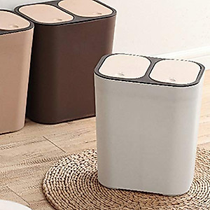 Cabilock Dual Compartment Trash Can with Lid Removable Recycle Bin Classified Garbage Container Waste Can Dustbin Rubbish Box for Kitchen Home Office Business Random Color