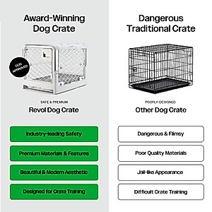 DIGGS Revol Collapsible Dog Crate with Wheels - Premium Portable Dog Crate - Safe, Stylish, and Convenient Indoor Kennel (Ash, Intermediate)