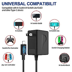 Prodico Charger for Nintendo Switch, Fast Travel Charger Compatible with Nintendo Switch/Switch Lite/Switch OLED/Switch Dock