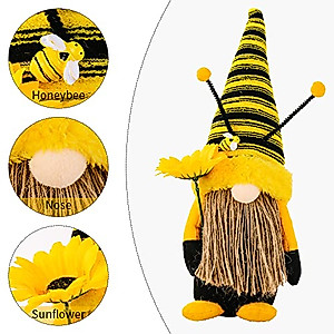 ROGENA Bee Decor Sunflower Decor Spring Decorations for Home Sunflower Decorations Spring Gnomes Bumble Bee Decor