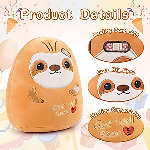 COSKINGLAND Get Well Soon Plush - 8 Inches Sloth Stuffed Animal Pillow Soft Cute Get Well Soon Sloth Stuffed Animal Plushies Toy Gifts Adorable Get Well Soon Gifts for Kids Boys Girls