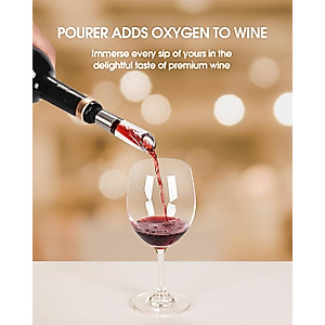 Electric Wine Opener Set with Stand, Wine Gift Set with Rechargeable Wine Opener, Wine Aerator, Vacuum Stoppers and Foil Cutter, 6-in-1 Wine Bottle Opener Set for Home Party Bar Outdoor Gift