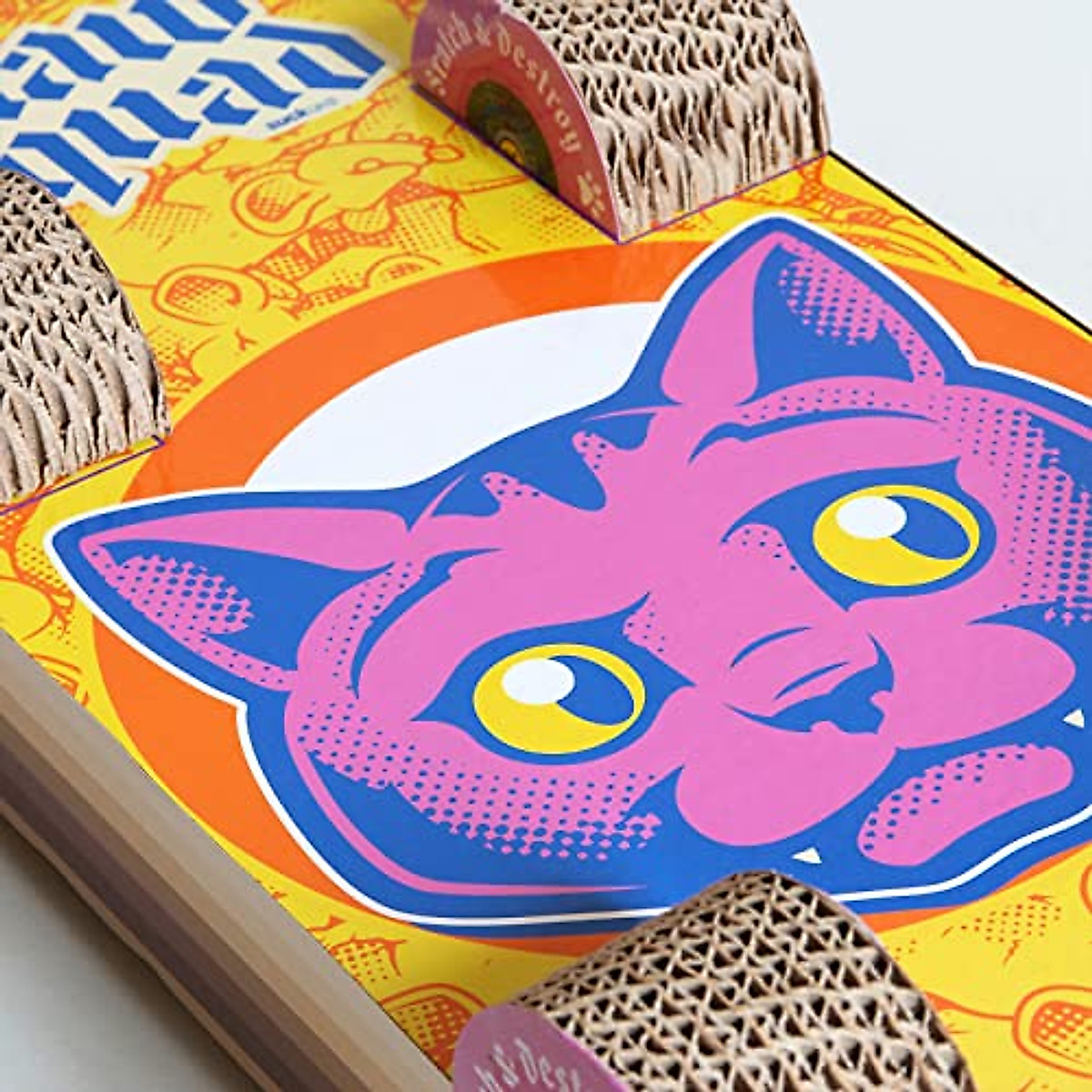 Suck UK Cat Scratch Pad Skateboard Cat Scratchers for Indoor Cats Cat Toy Scratching Board for Cats & Kittens Funny Cat Gifts & Gifts for Cats Interactive Cat Toy & Cardboard Cat Scratcher