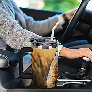 JTKBNVM Hand Drawn Groundhog Car Tumbler Travel Coffee Mug 40 Oz Tumbler with Handle And Straw Lid Large Insulated Mug Stainless Steel Water Bottle Large Capacity Car Cup