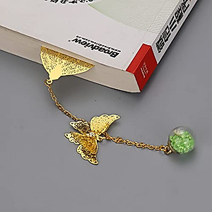 ZIZZON Metal Leaf Bookmark with 3D Butterfly Pendant Christmas Thanksgiving Unique Gift for Book Lover Teacher Women and Girls 2 Pack