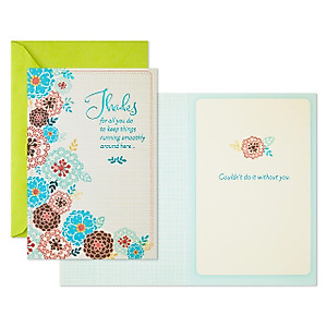 Hallmark Pack of Thank You Cards, 4 Cards with Envelopes (Keep Things Running Smoothly) for Nurses Day Cards, Admin Professional Day Cards, Appreciation