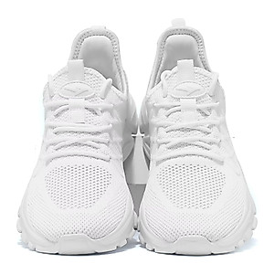 Mens Walking Shoes Lightweight Comfort Running Casual Mesh Sneakers Work Gym Non Slip Tennis Cross Trainers White