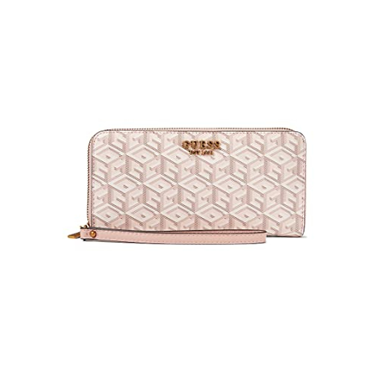 GUESS Laurel Large Zip Around Wallet, Pale Rose Logo