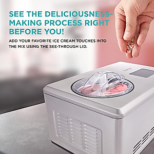 Ivation Automatic Ice Cream Maker Machine, No Pre-freezing Necessary with Built-in Compressor, Stainless Steel Gelato & Yogurt Machine, LCD Touchscreen Control, 2 Qt