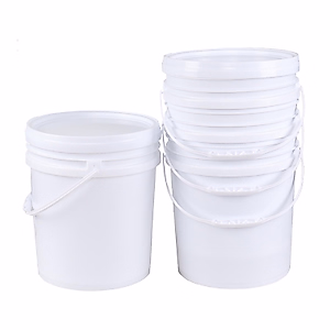 Hespama 4 Pack 6.5 Gallon Airtight Storage Bucket with Handle, Food Grade Sealable Lid Bucket, White