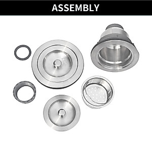 LYNNADO Sink Strainer Kitchen Sink Drain Assembly Kit 3-1/2 Inch with Kitchen Sink Drain Basket,304 Stainless Steel Sink Stopper & Cover Lid，Stainless Steel Brushed