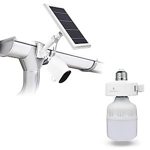 Wasserstein Bundle - Bulb Socket with Arlo Charging Cable & White Gutter Mount for Security Camera and Solar Panel Compatible with Arlo Ultra/Ultra 2, Arlo Pro 3/Pro 4 (Camera NOT Included)