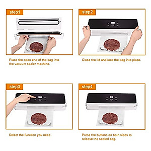 HOMARK Vacuum Sealer Machine, Digital Display Smart Function Household 80 kPa Food Saver Vacuum Sealer with Tempered Glass Surface, Dry Moist Mode, Includes 10 Vacuum Bags 6”x10’, 3 Food Modes,2 Pump Speed, Lab Tested